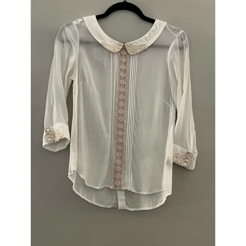 Sheer Off-White Button-Back Shirt - Gem